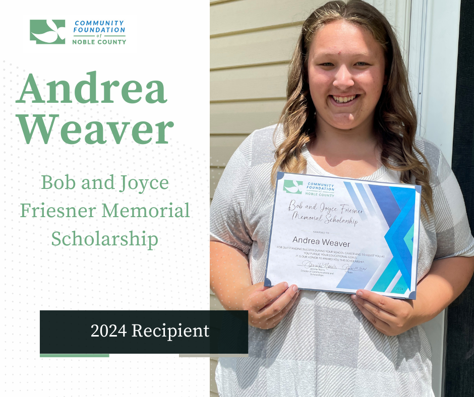 Bob and Joyce Friesner Memorial Scholarship Recipient - Community ...